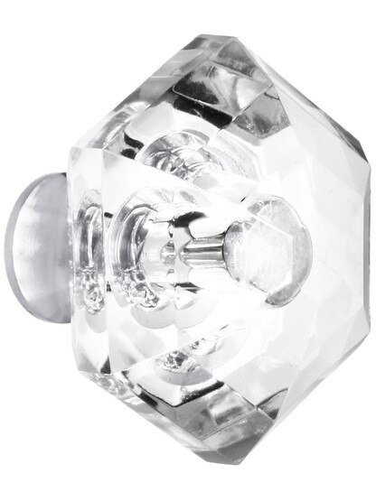 German Crystal Diamond Cut Hexagonal Knob With Solid Brass Base | House of Antique Hardware